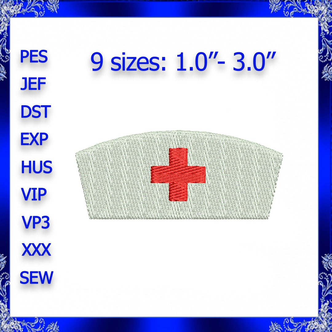 Mini Nurse Cap Machine Embroidery Design Nurse Hat Cap Embroidery ...