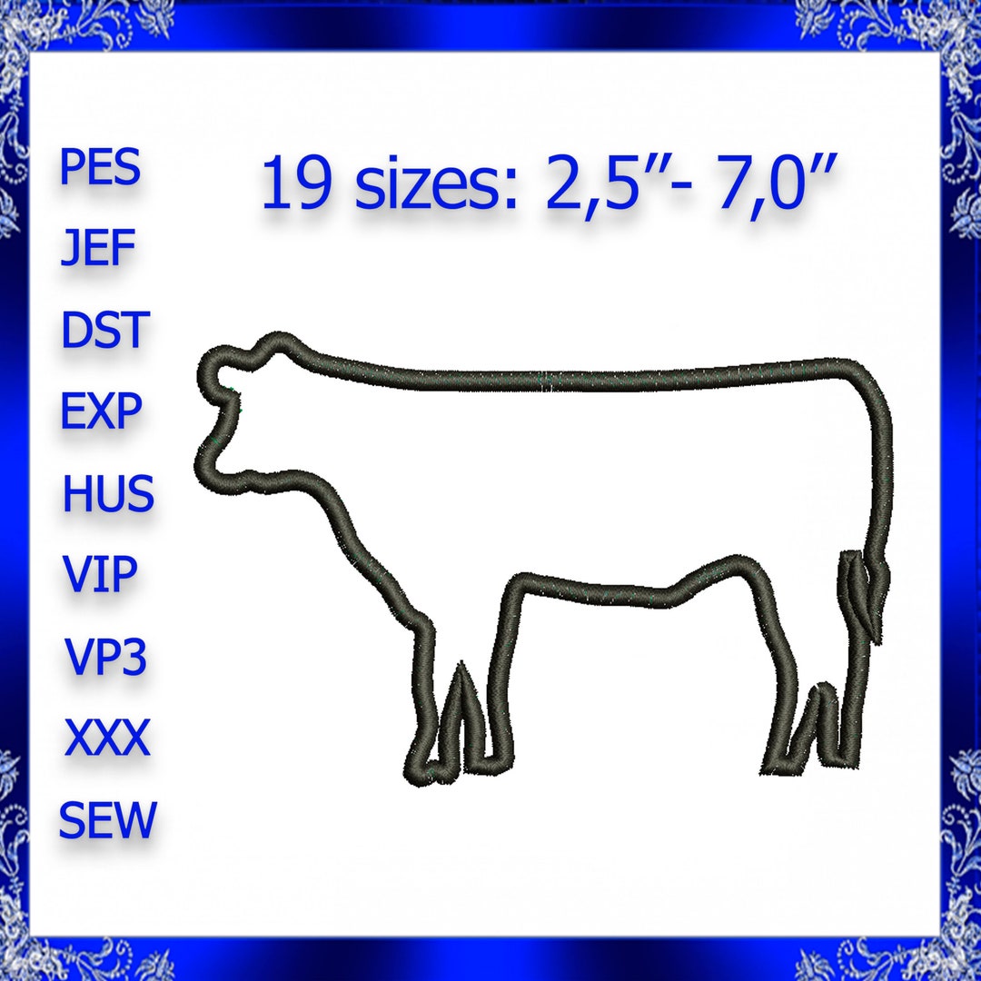 Cow Machine Applique Embroidery Design Heifer Applique Embroidery ...