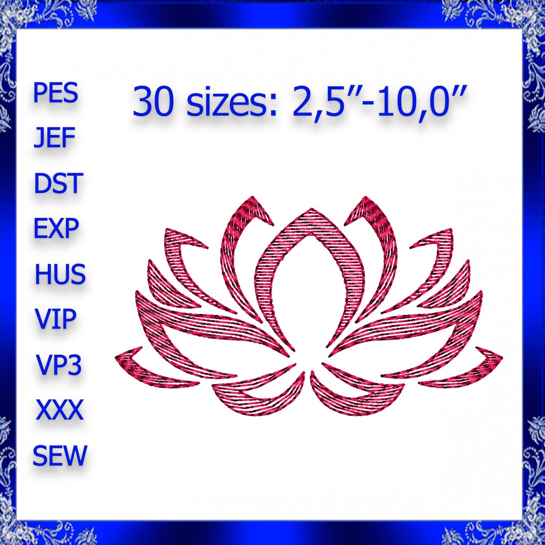 Lotus Flower Embroidery Design Mini Lotus Machine Embroidery Lotus ...