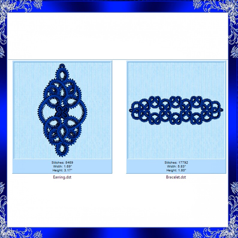 Jewelry Set Fsl Machine Embroidery Design Bracelet FSL Earrings FSL ...