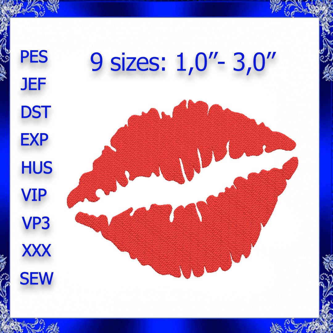 Lips Mini Machine Embroidery Design Tiny Kiss Embroidery Filled Lips ...