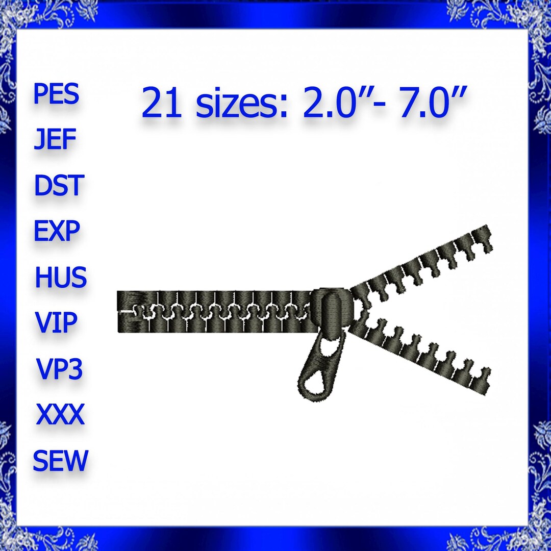 Zipper Machine Embroidery Design Instant Download Zipper Print ...