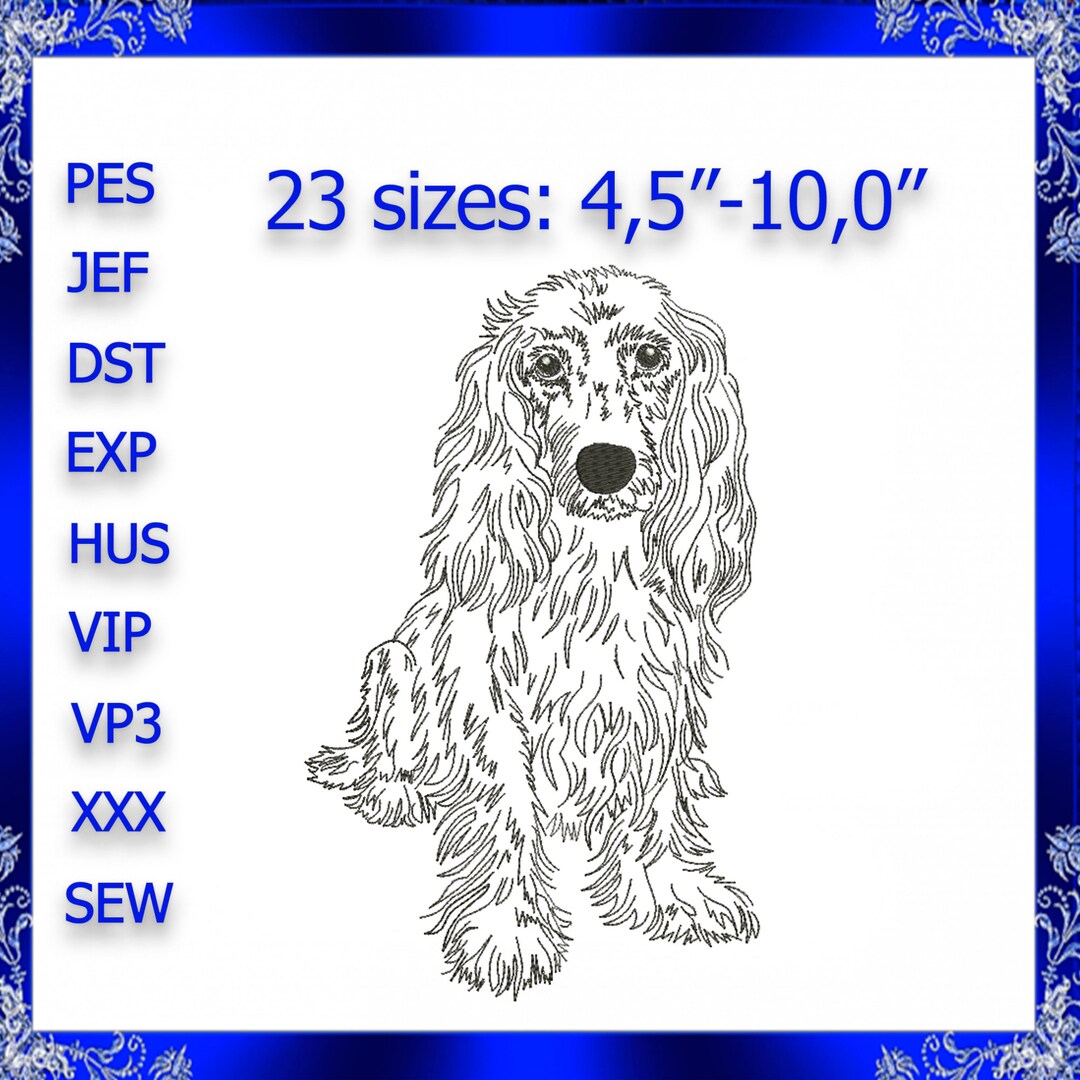 Cocker Spaniel Machine Embroidery Design Sad Dog Embroidery Design Dog ...