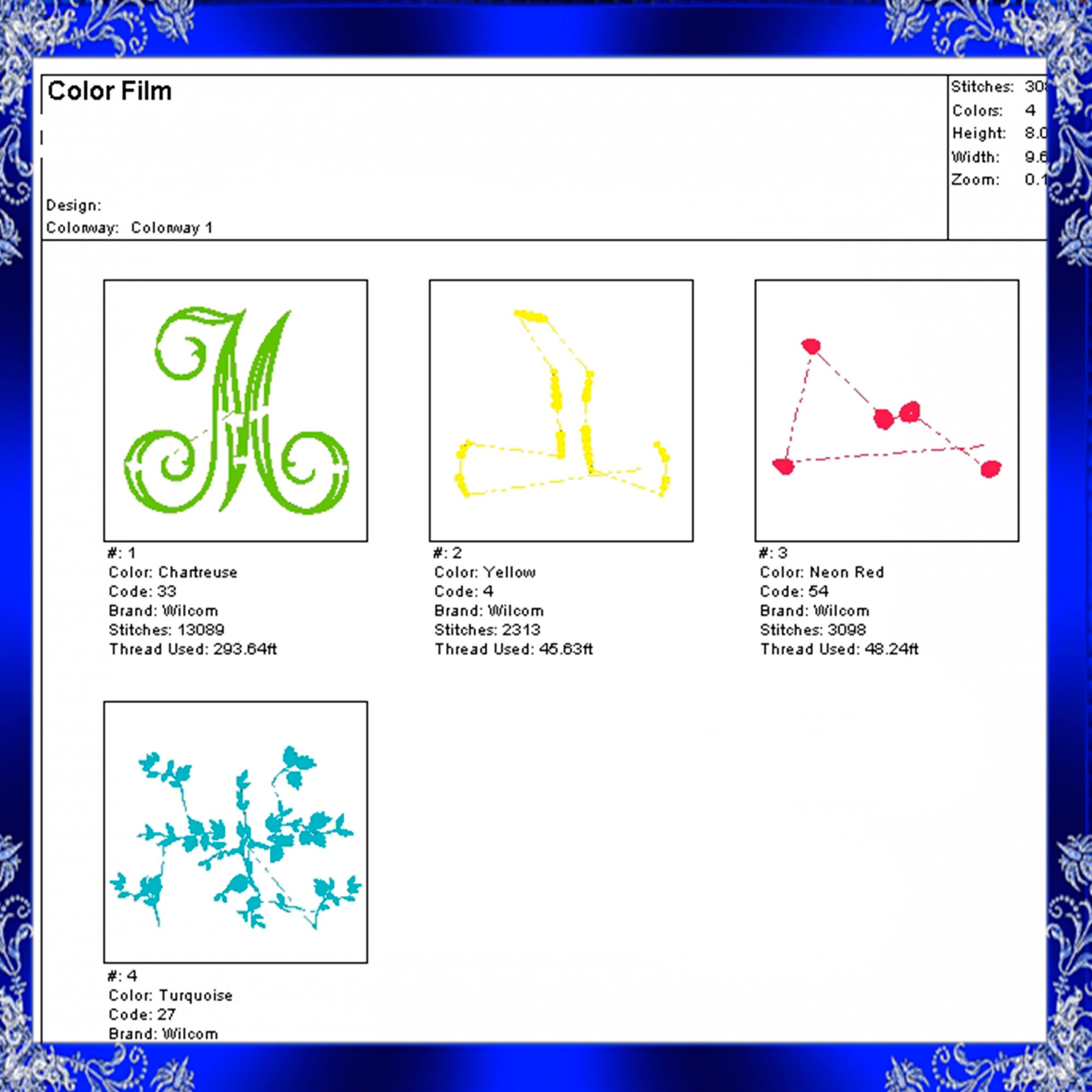 Letter M Monogram Embroidery Floral M Monogram Fancy Vine Monogram ...