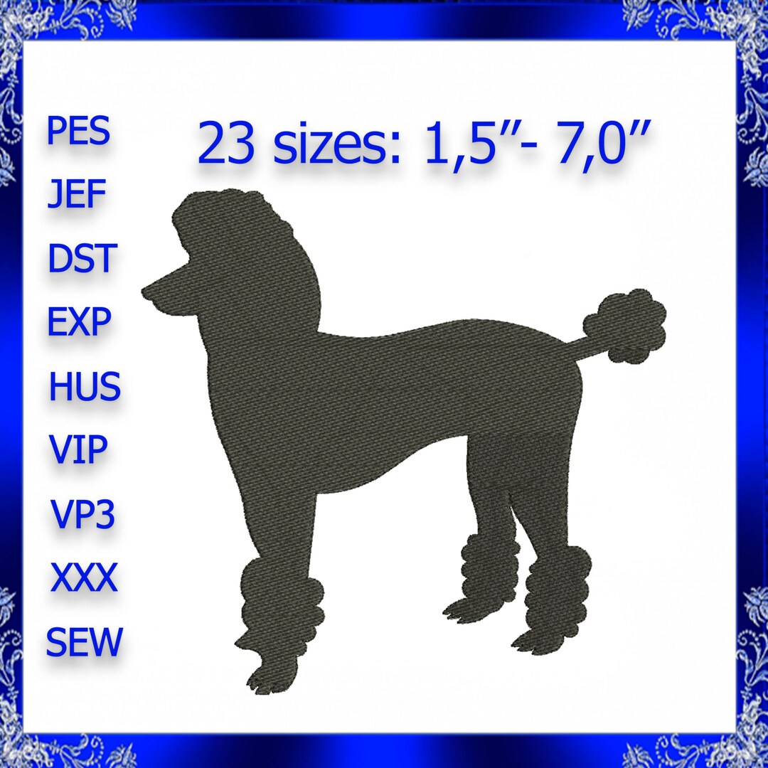 Poodle Silhouette Machine Embroidery Design Instant Download Puppy ...