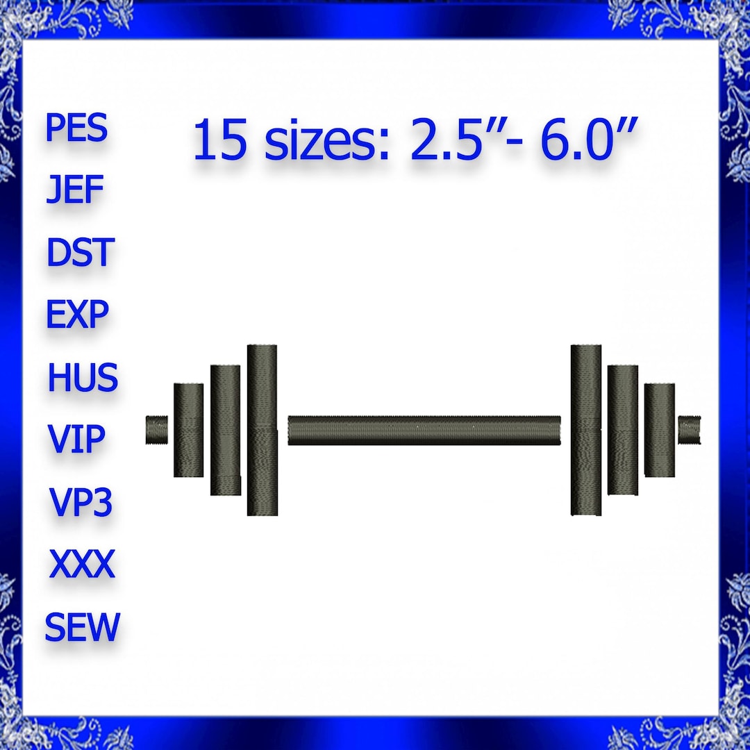 Barbell Machine Embroidery Design Dumbbell Embroidery Crossfit ...