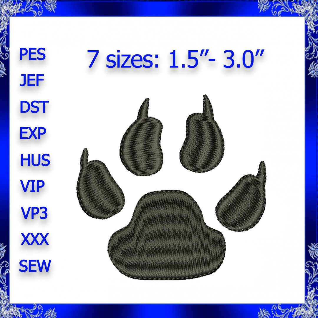 Tiger Paw Print Embroidery Design Dog Paw Print Machine Embroidery ...
