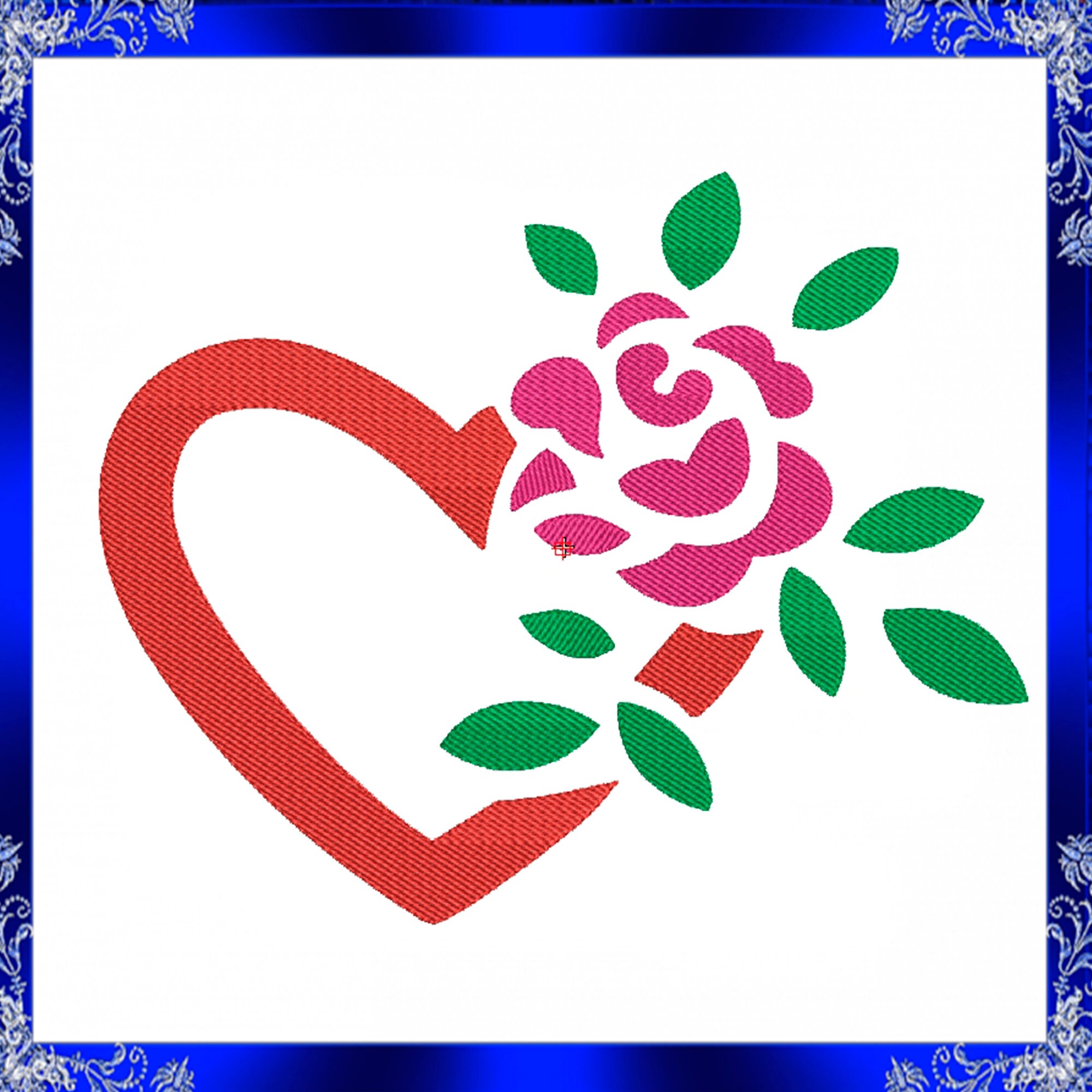 Heart Machine Embroidery Design Heart Flower Embroidery Design Floral ...