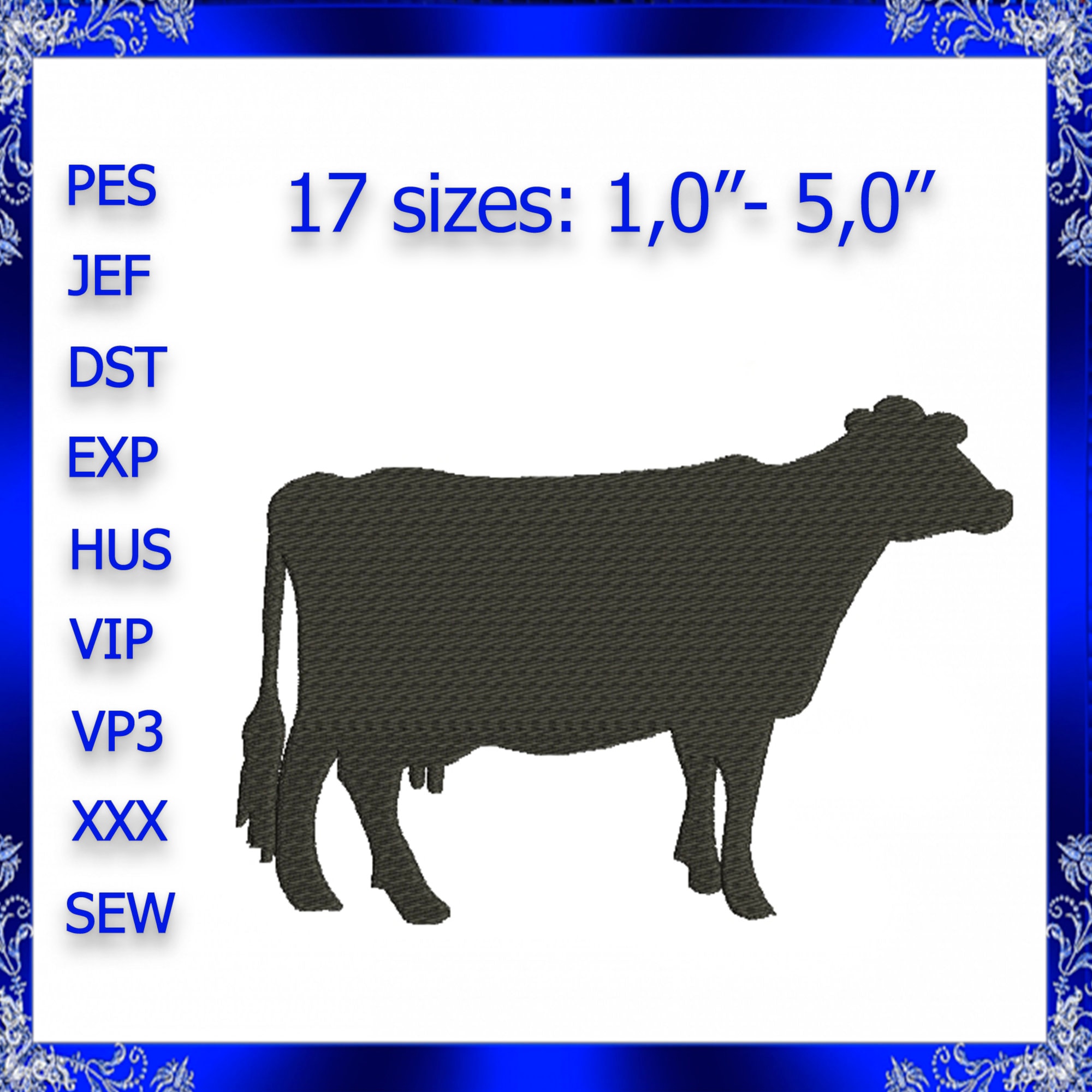 Cow Machine Embroidery Design Tiny Dairy Cow Silhouette Mini Cow ...