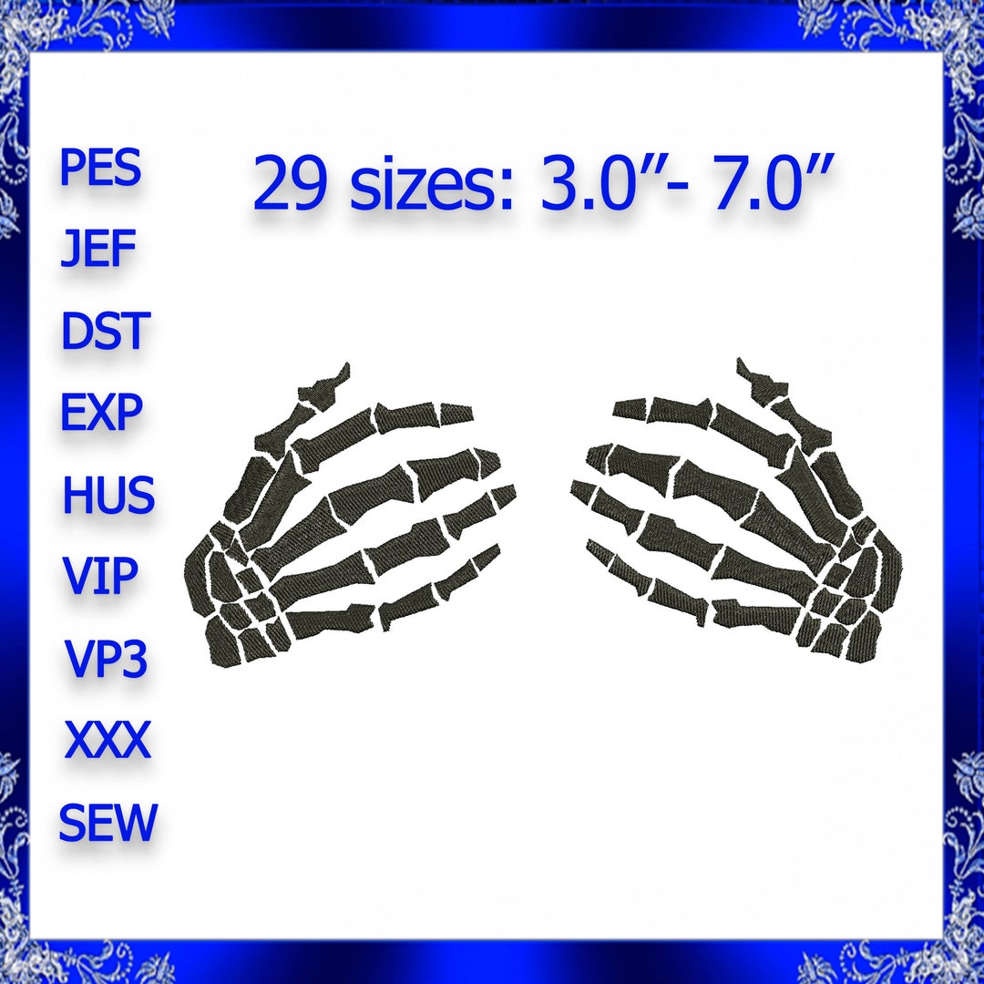 Skeleton Hand Embroidery Design Hands Skeleton Embroidery Design ...