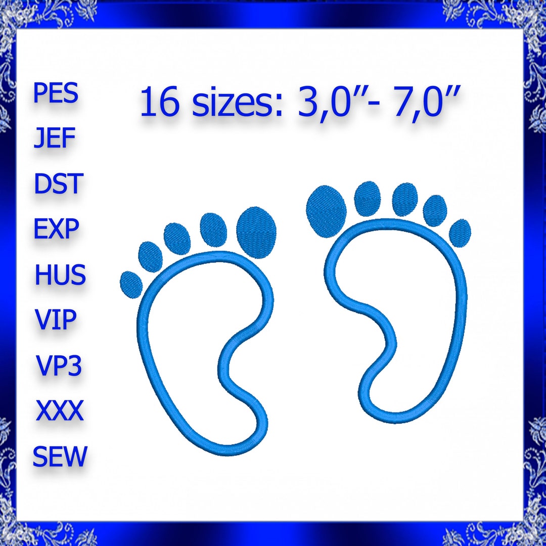 Baby Footprints Applique Embroidery Foot Prints Machine Embroidery ...