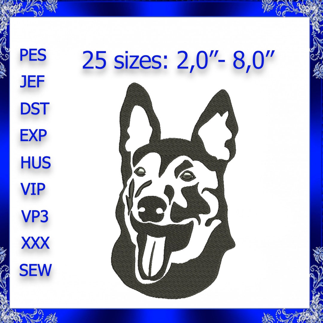 German Shepherd Embroidery Design Instant Download Machine Embroidery ...