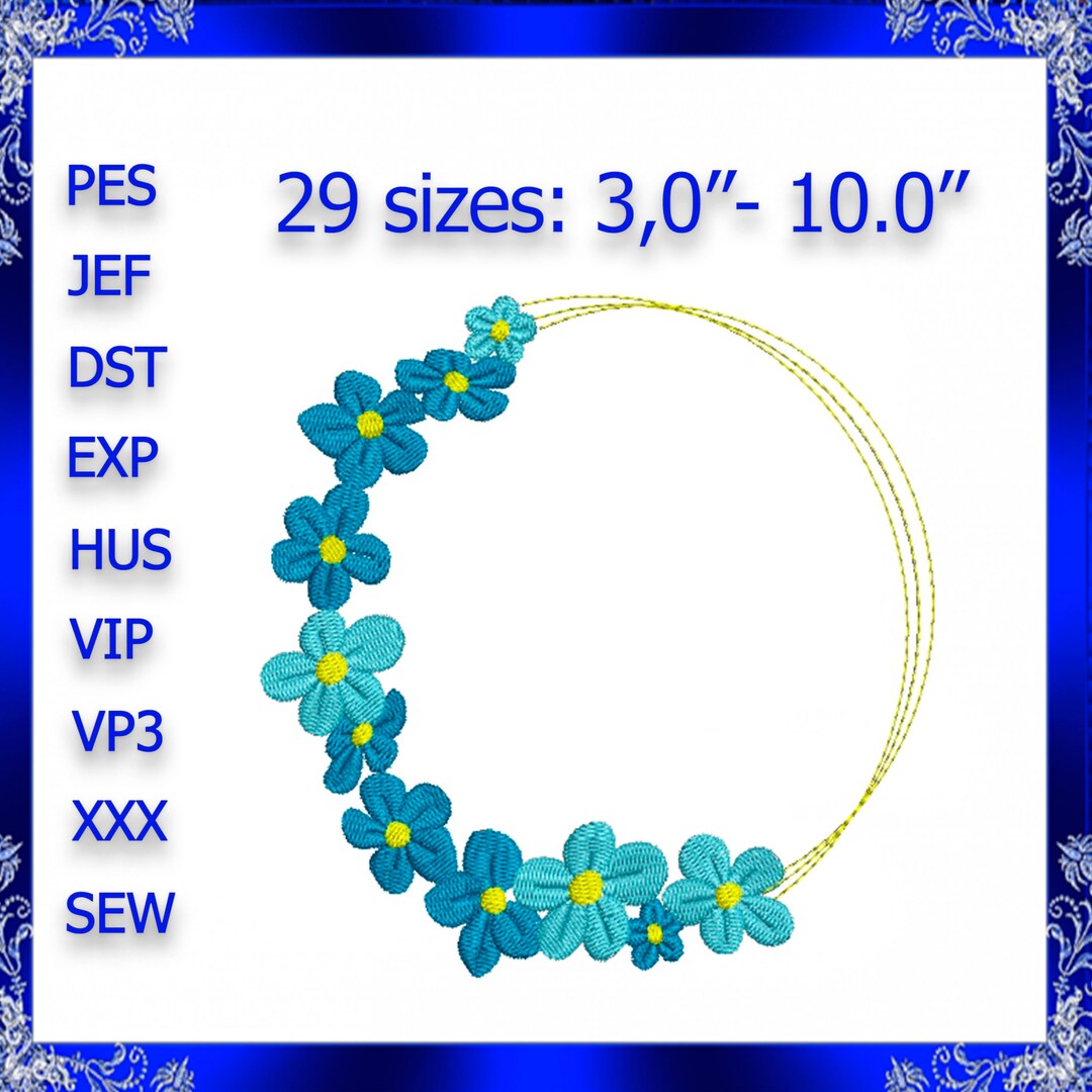 Flower Frame Embroidery Floral Wreath Frame Embroidery Wreath Floral ...