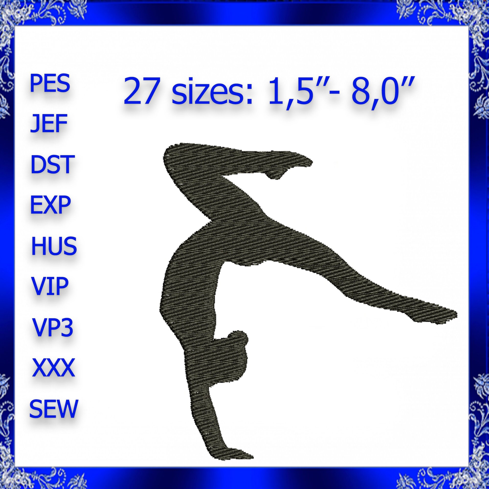 Gymnast Embroidery Design Gymnastic Embroidery Gymnastics Silhouette ...