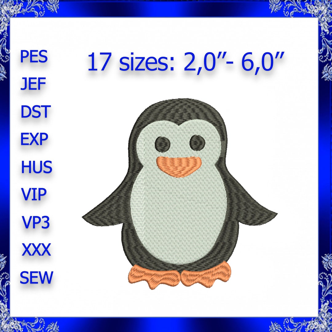 Mini Penguin Embroidery Design Tiny Penguin Machine Embroidery Design ...