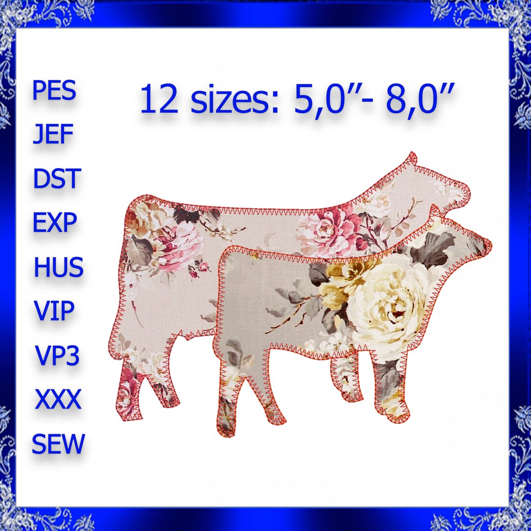 Cow Machine Applique Embroidery Design Heifer Applique Embroidery ...