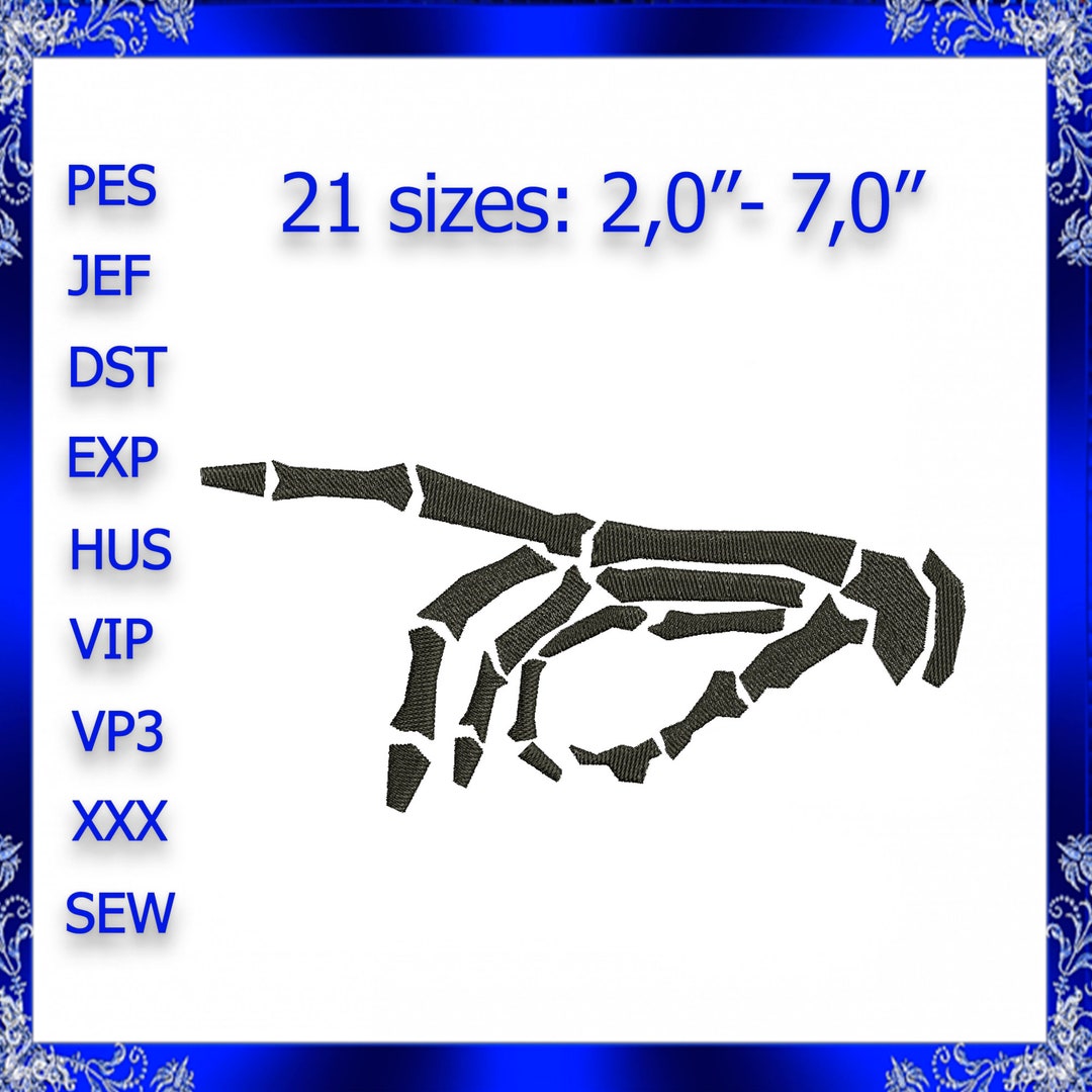 Skeleton Hand Machine Embroidery Design Skeleton Hand Sign Embroidery ...