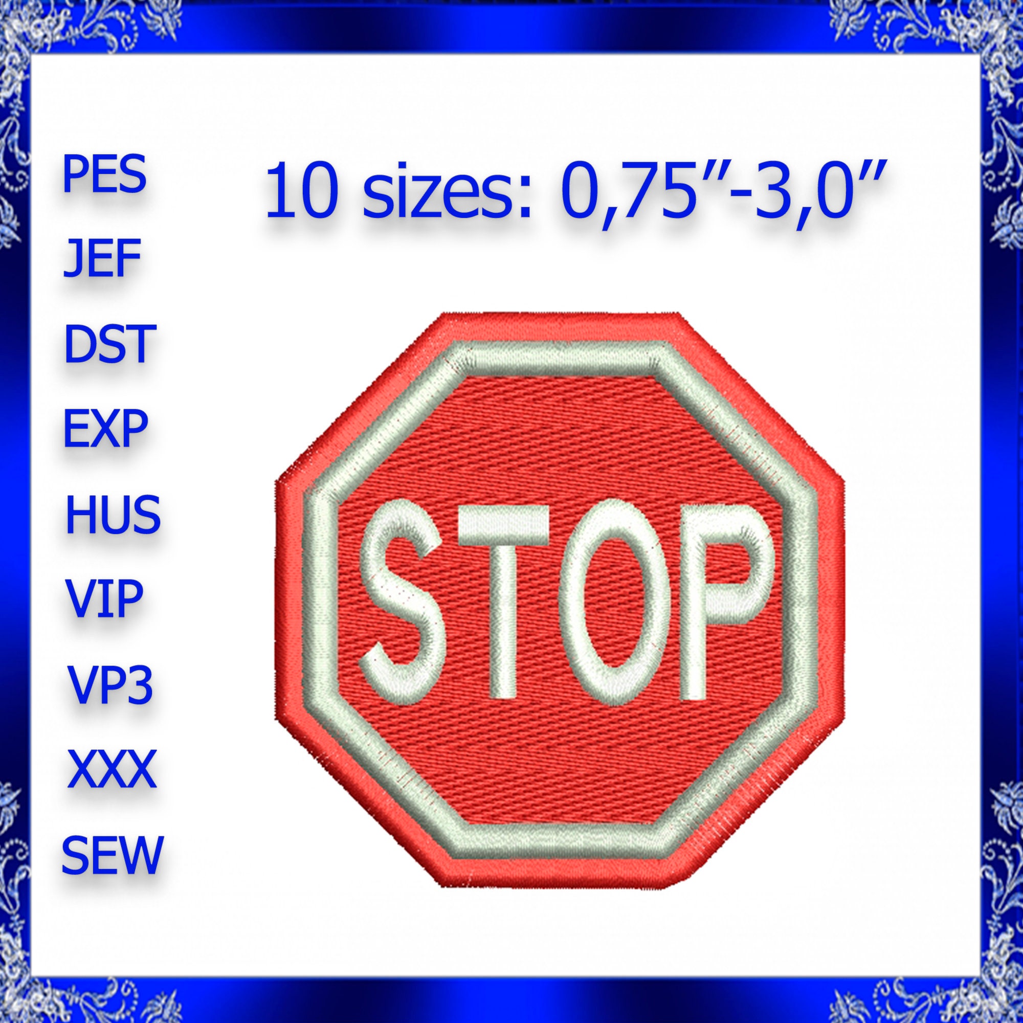 Stop Sign Embroidery Design Instant Download Stop Machine Embroidery ...