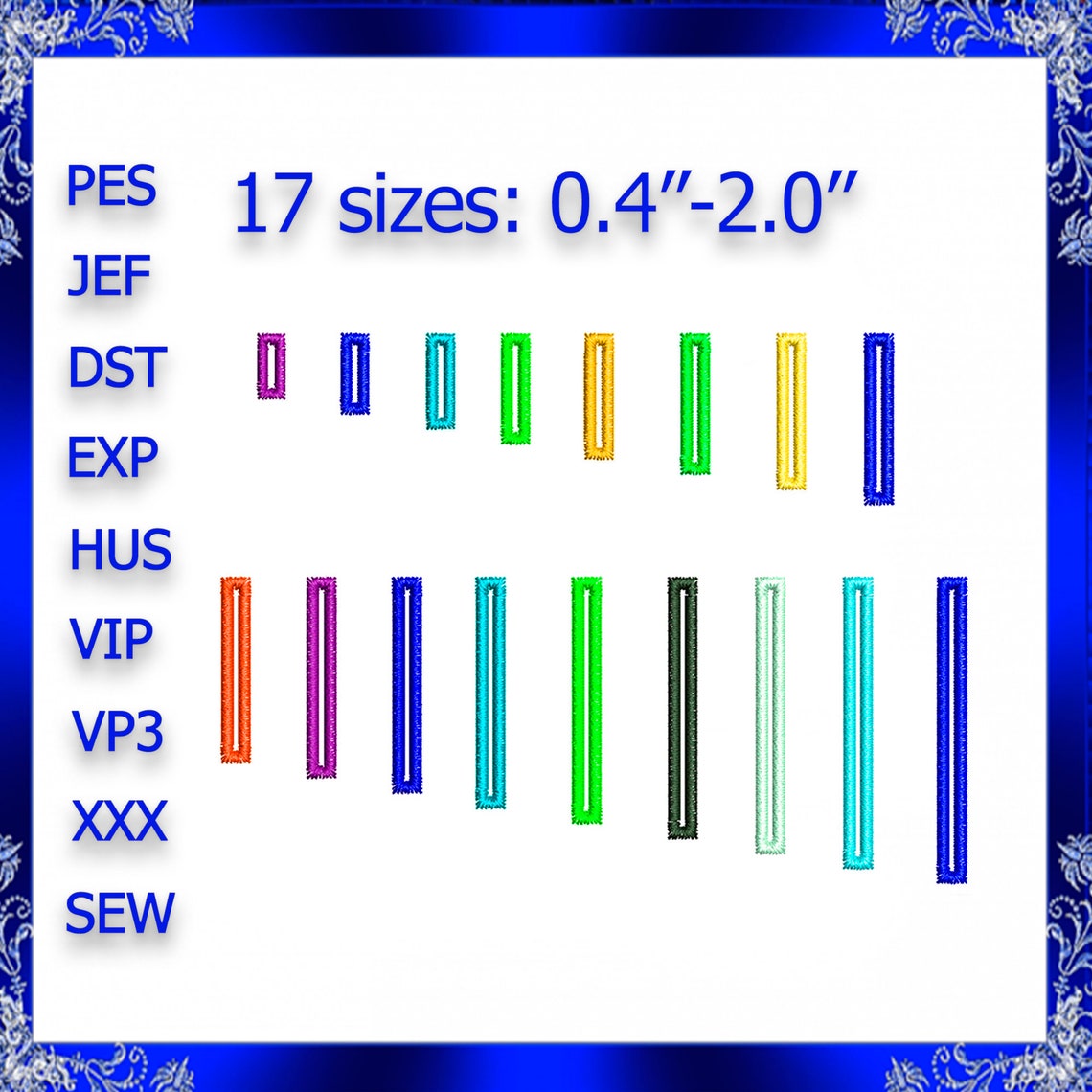 Rectangular Buttonholes Embroidery Simple Buttonhole Applique ...