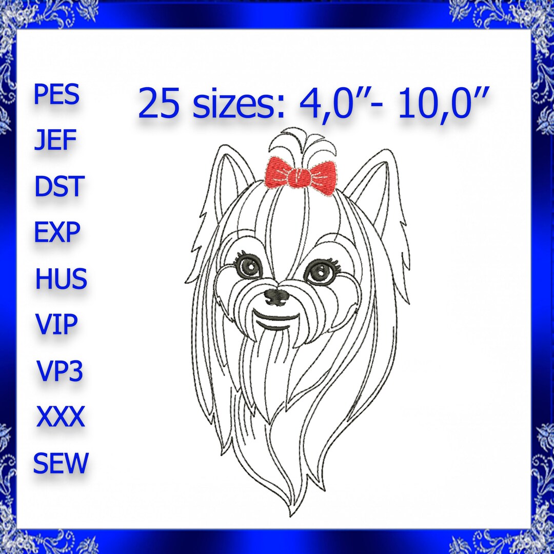 Yorkshire Terrier Embroidery Design Yorkie Dogie Embroidery Pet ...