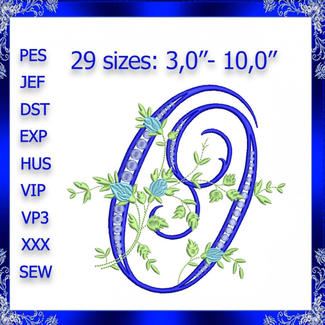 Letter O Monogram Embroidery Floral O Monogram Fancy Vine Monogram ...