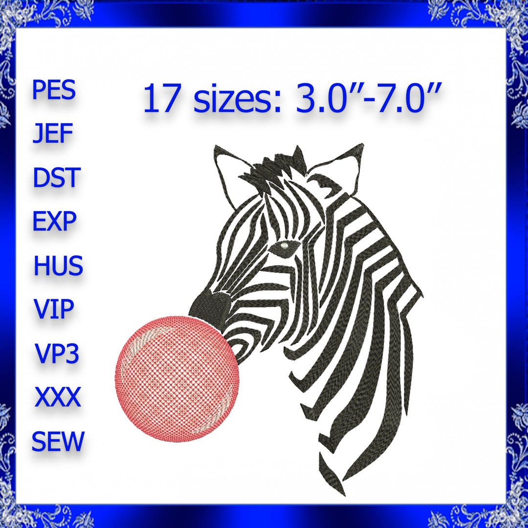 Zebra Bubble Gum Machine Embroidery Design Zebra Embroidery Design ...
