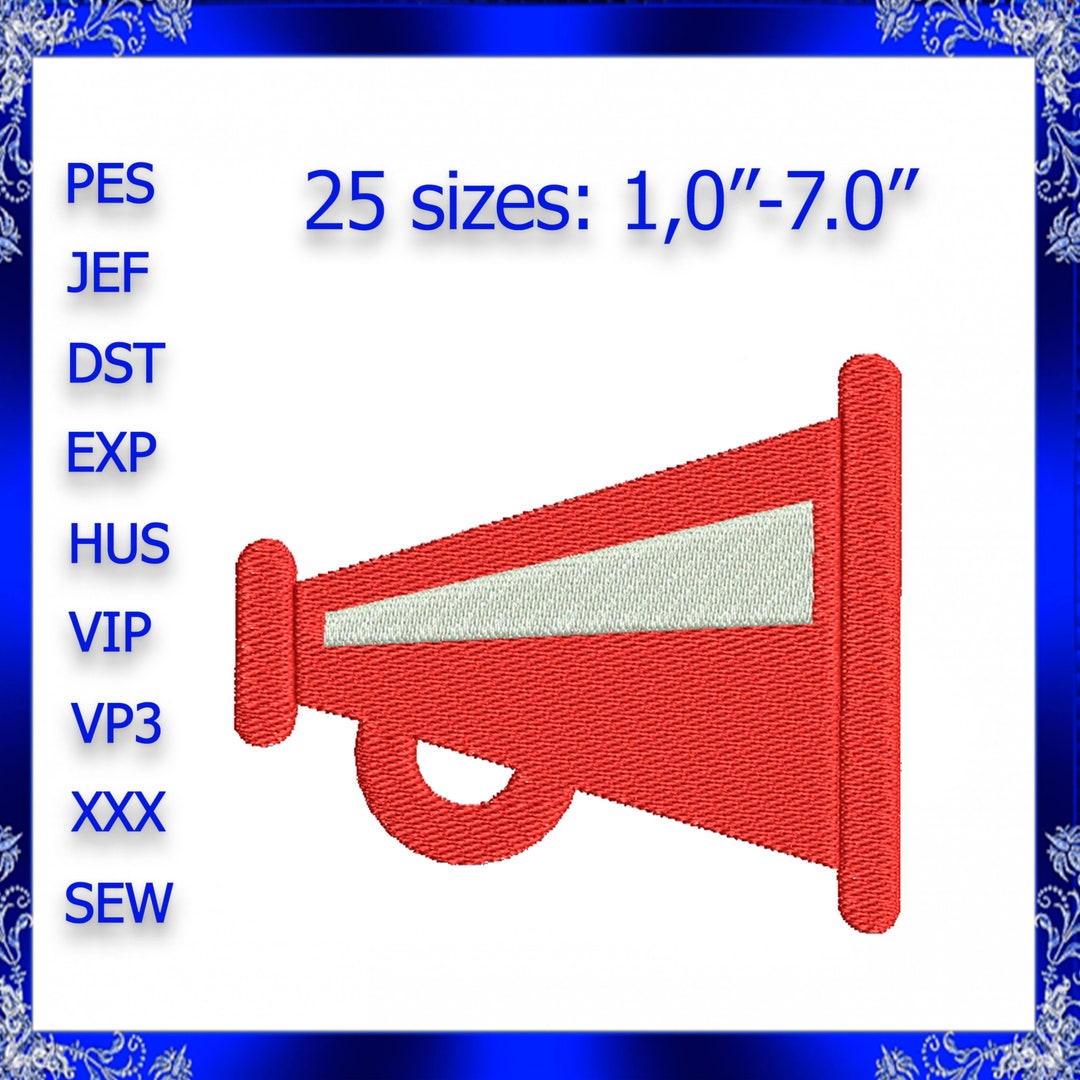Megaphone Embroidery Design Cheer Leading Megaphone Machine Embroidery ...