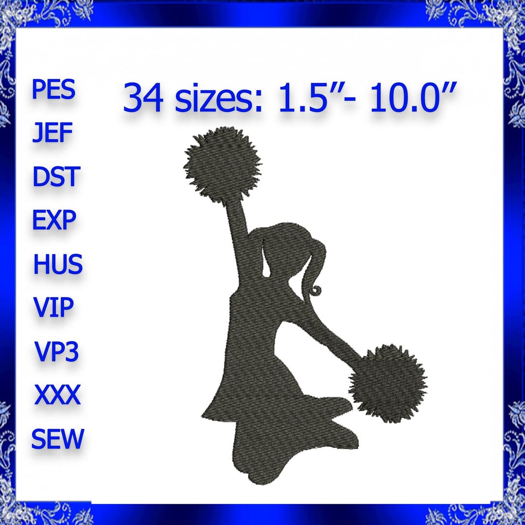 Cheerleader Embroidery Design Cheer Girls Embroidery Dance Jump Girl ...