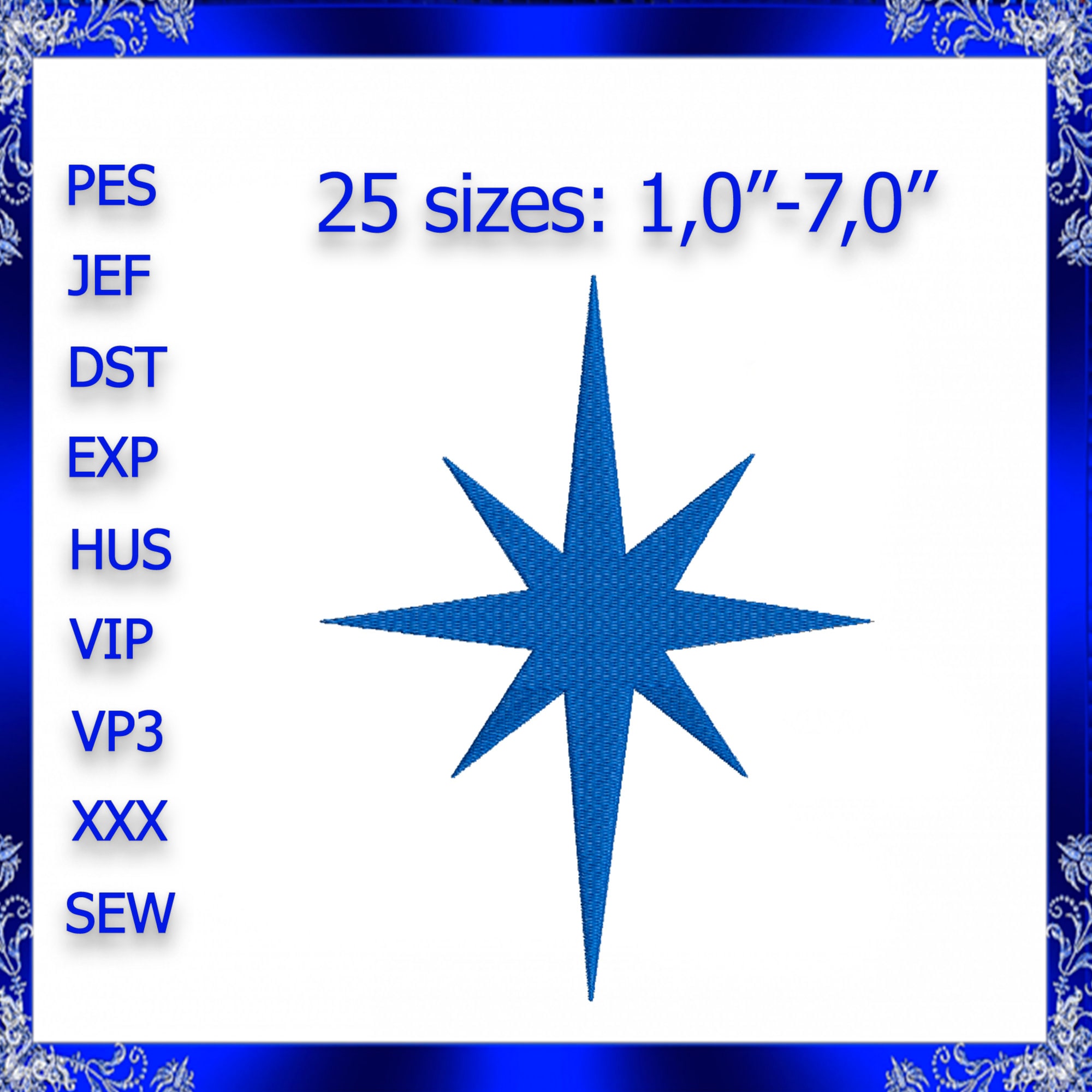 North Star Machine Embroidery Design Star Embroidery Nativity Star ...