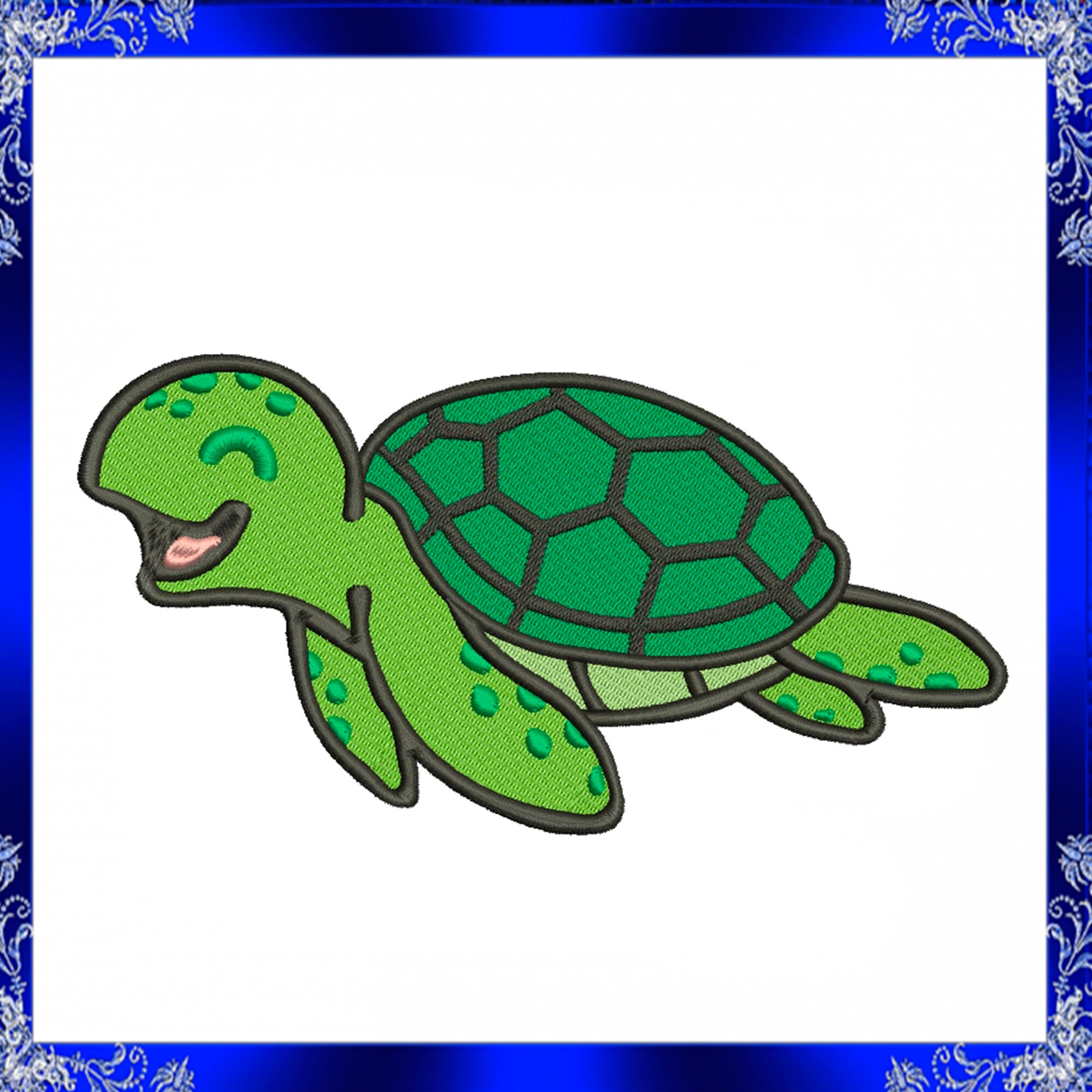 Sea Turtle Embroidery Design Preppy Turtle Machine Embroidery Beach ...