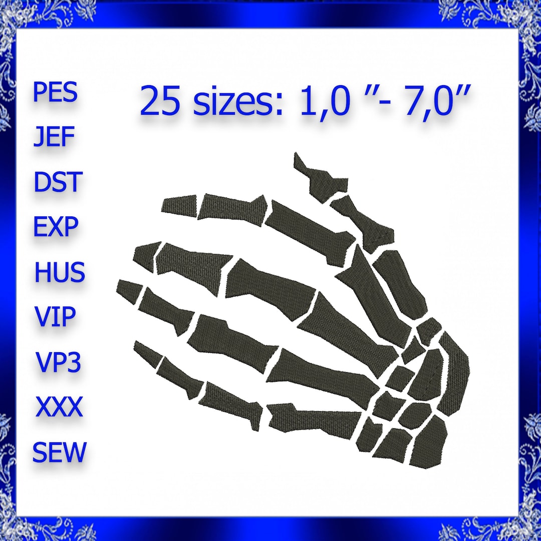 Skeleton Hand Embroidery Design Hands Skeleton Embroidery Design ...