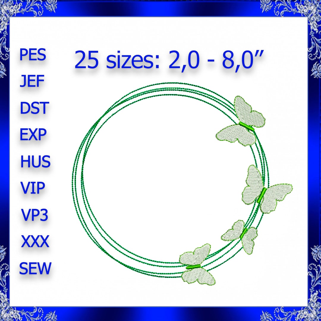 Butterfly Frame Machine Embroidery Design Butterfly Embroidery Design ...
