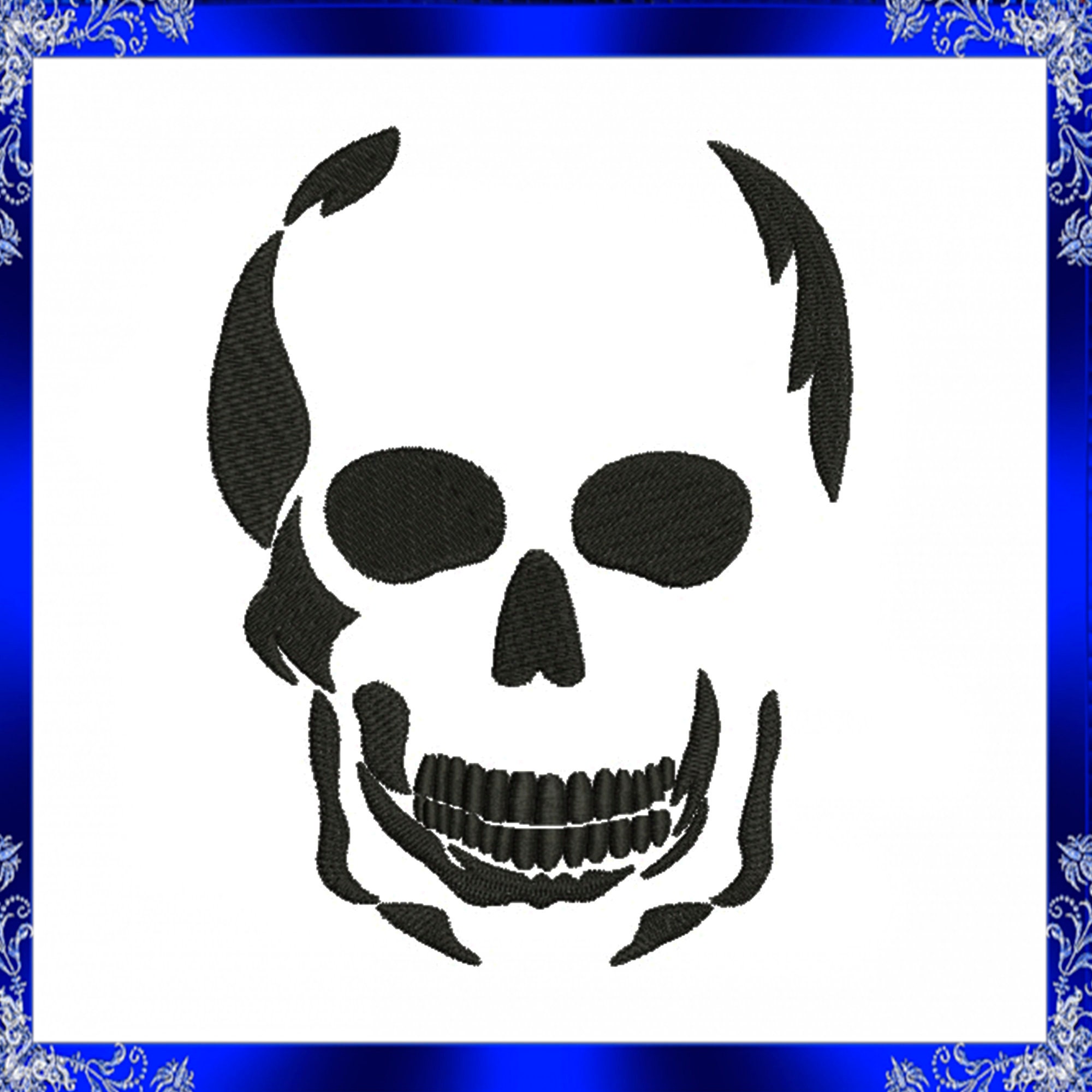 Skull Head Machine Embroidery Design Skull Embroidery Design Skeleton ...