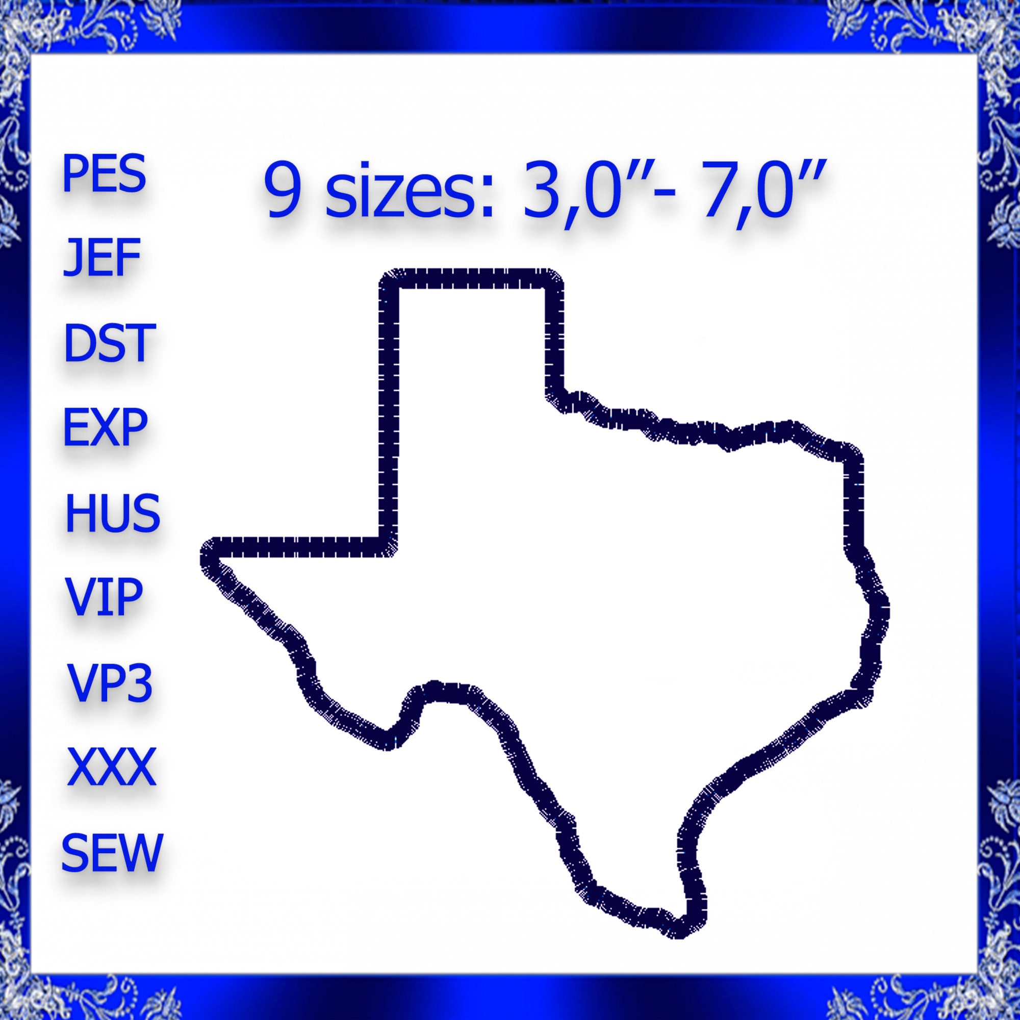 Texas Applique Machine Embroidery Design Texas State Applique Design ...