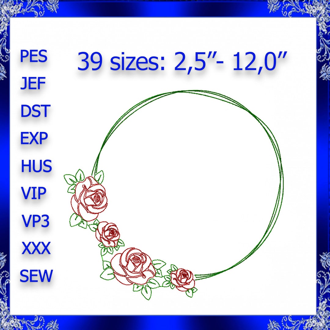 Flower Frame Embroidery Floral Wreath Frame Embroidery Wreath Floral ...