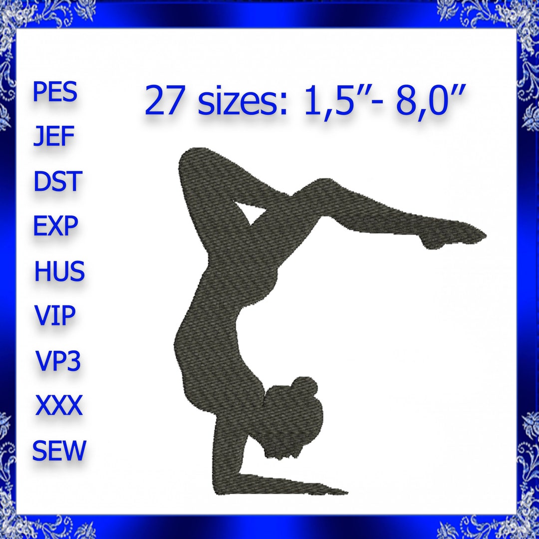 Gymnast Embroidery Design Gymnastic Embroidery Gymnastics Silhouette ...