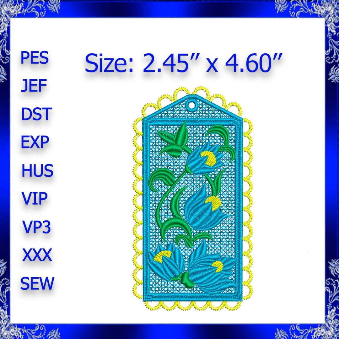 Free Standing Lace Bookmark Embroidery Design FSL Bookmark Flowers ...