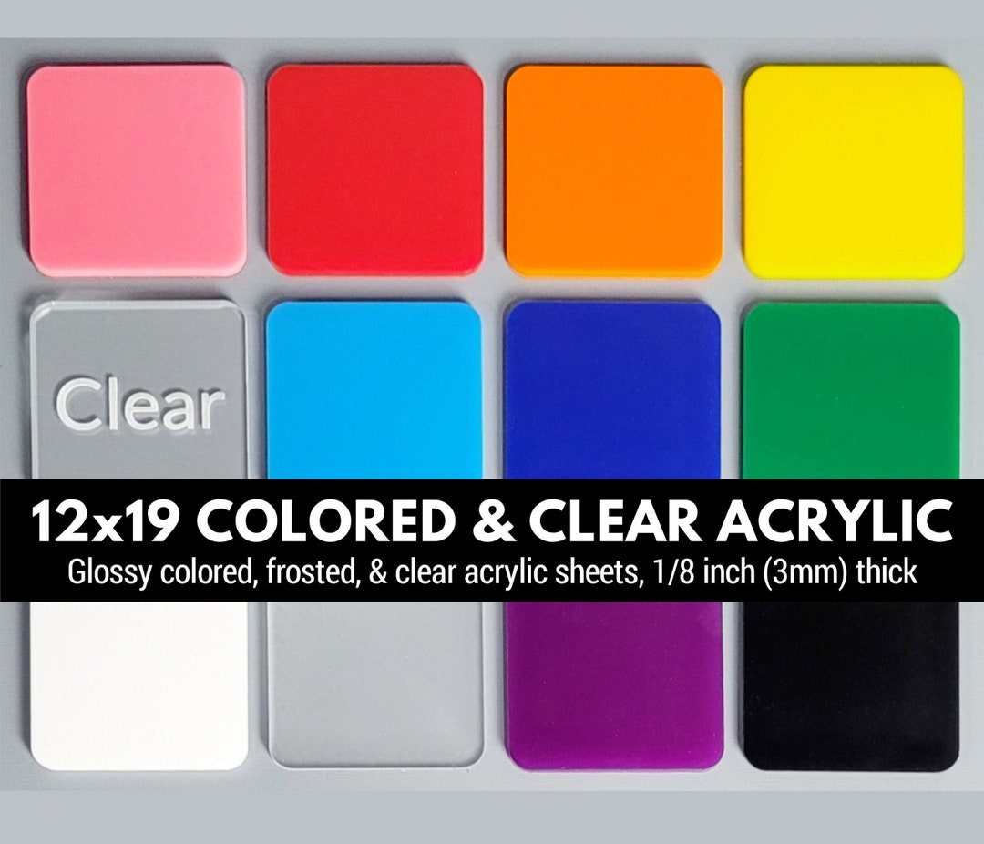 Glowforge Acrylic Sheets, Colored Glossy Solid, Frosted, and Clear ...