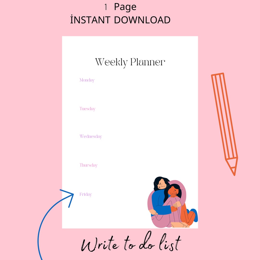 Weekly Planner Printable Landscape, Minimalist Weekly Schedule, Week at ...
