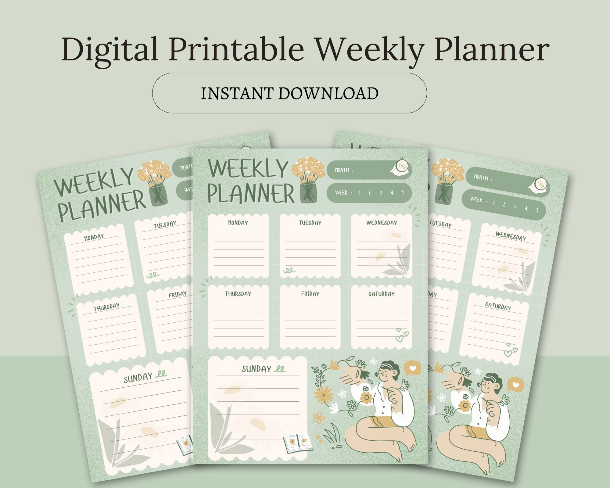 Weekly Planner Digital Planner Printable Planner Digital Schedule ...