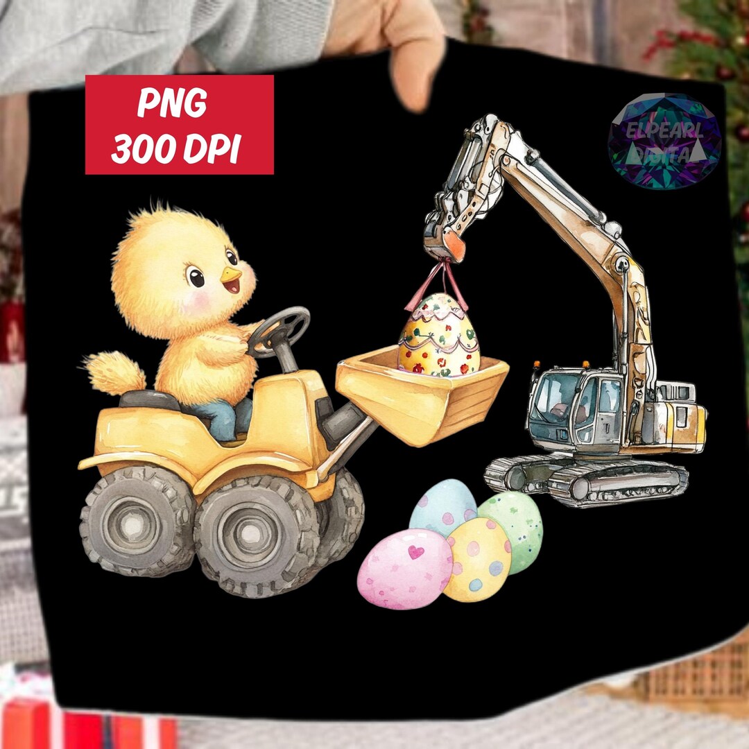 Easter Bunny Excavator PNG, Eggs Cavator Kids Easter Construction ...