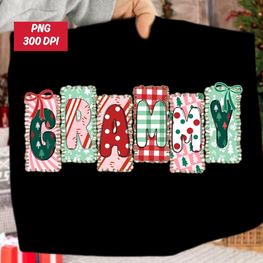Coquette Grammy Christmas Png, Preppy Bow Plaid Retro Christmas Tree ...