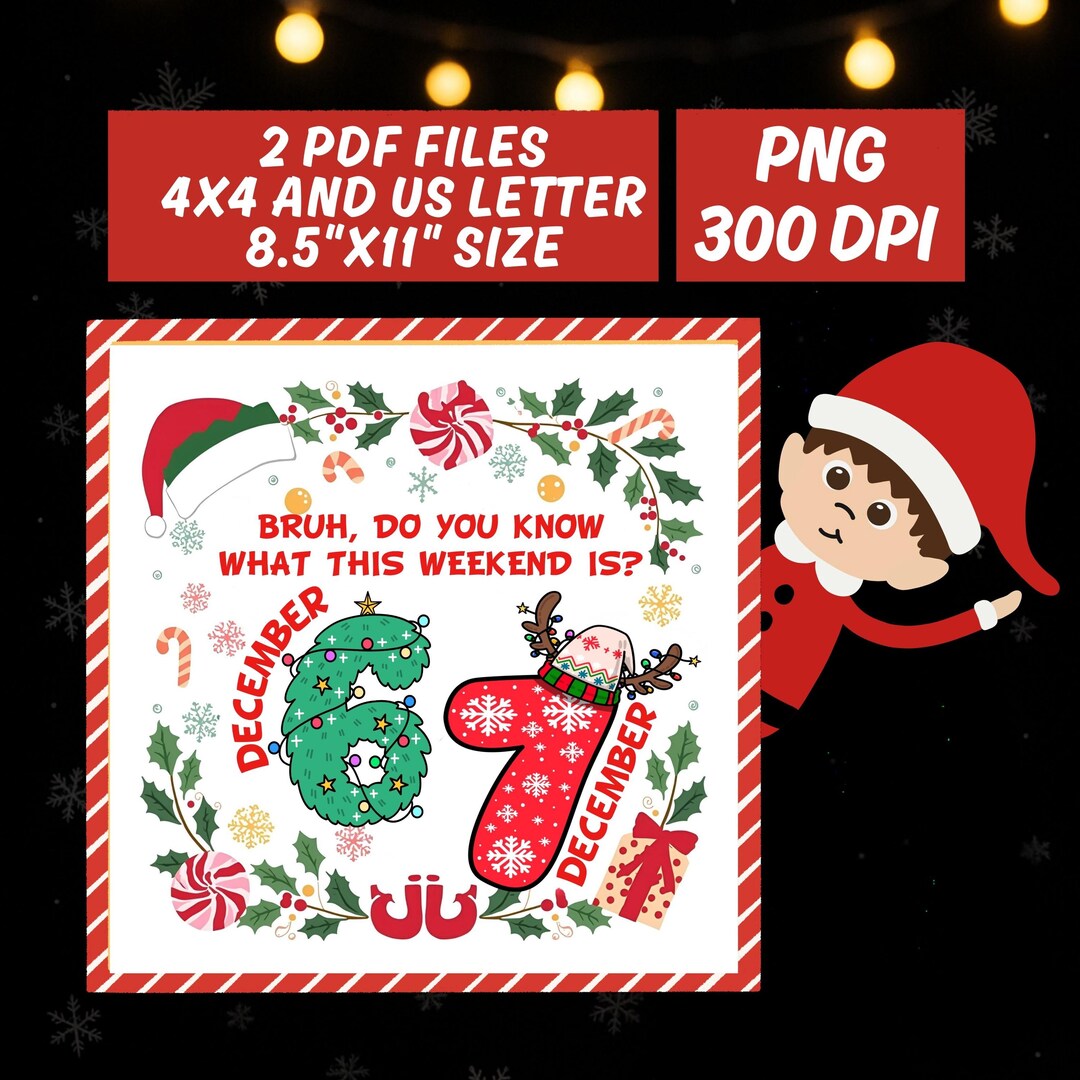 6 7 Elf Prop Sign, Six Seven Elf Idea, 6-7 Christmas Prop, 6-7 December ...