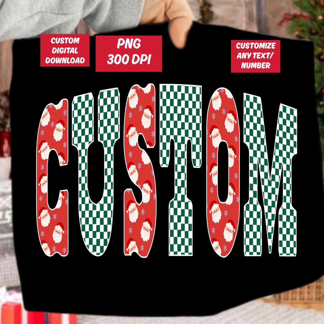 Custom Christmas PNG, Retro Checkered Santa Pattern Sublimation ...