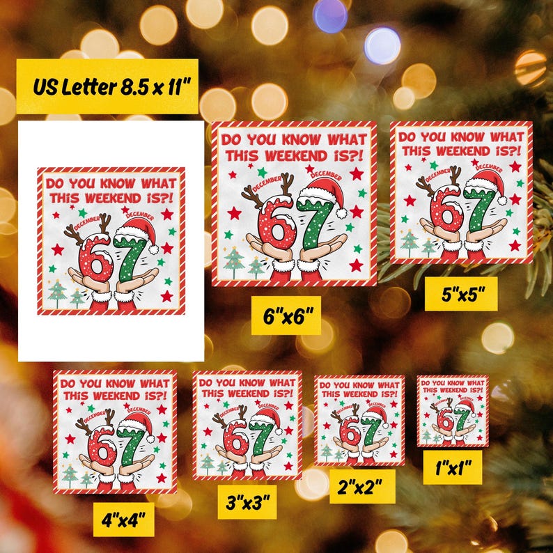 6 7 Meme Christmas Elf Weekend Sign Printable Png Jpg Pdf, Funny ...