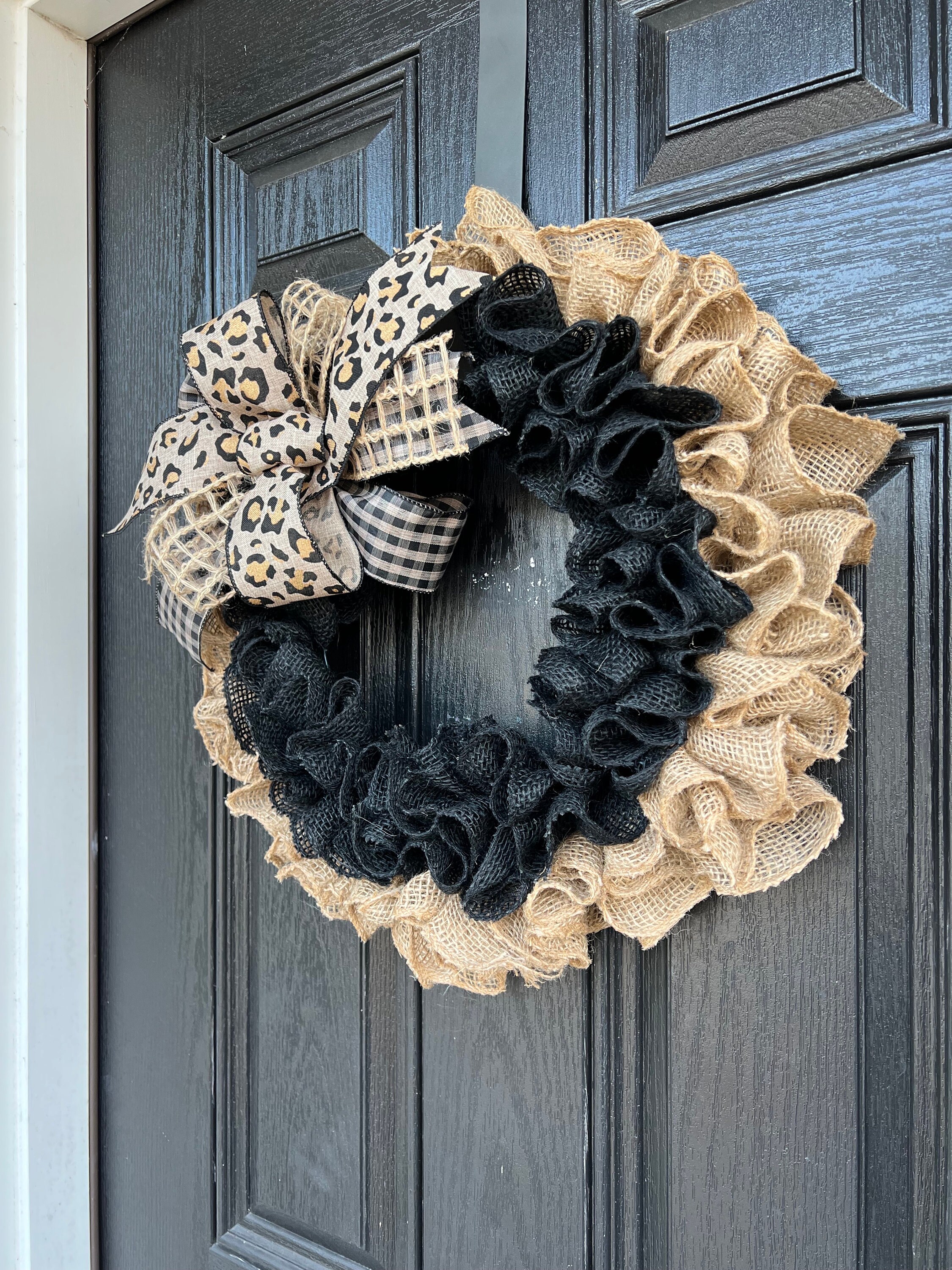 Handmade Burlap Wreath, Leopard Print Wreath, Farmhouse Decor, Door ...