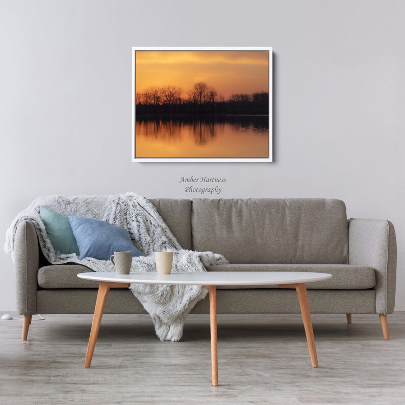 Golden Sunrise Over Lake | Nature Wall Decor | Sunrise Home Decor ...