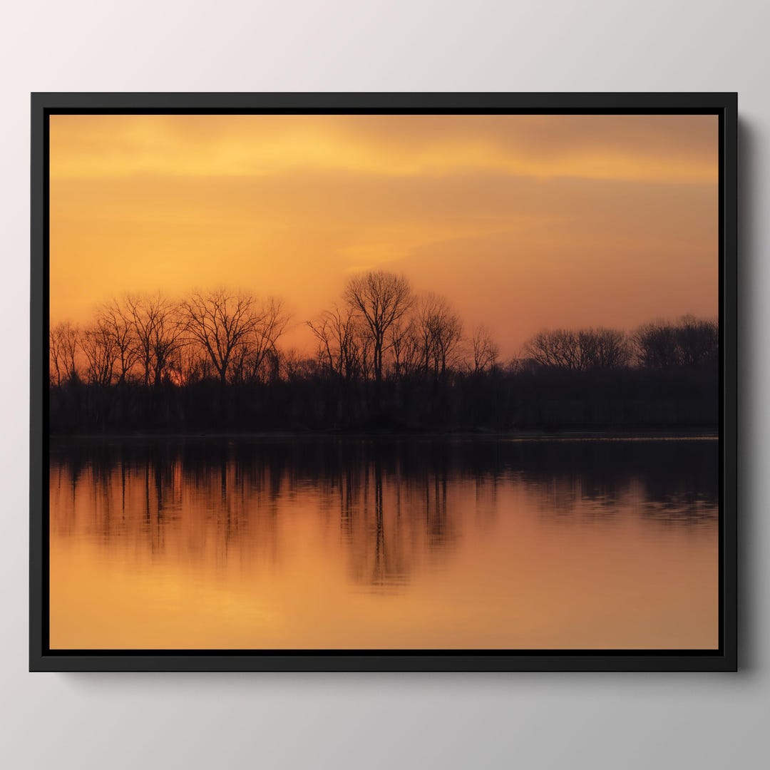 Golden Sunrise Over Lake | Nature Wall Decor | Sunrise Home Decor ...