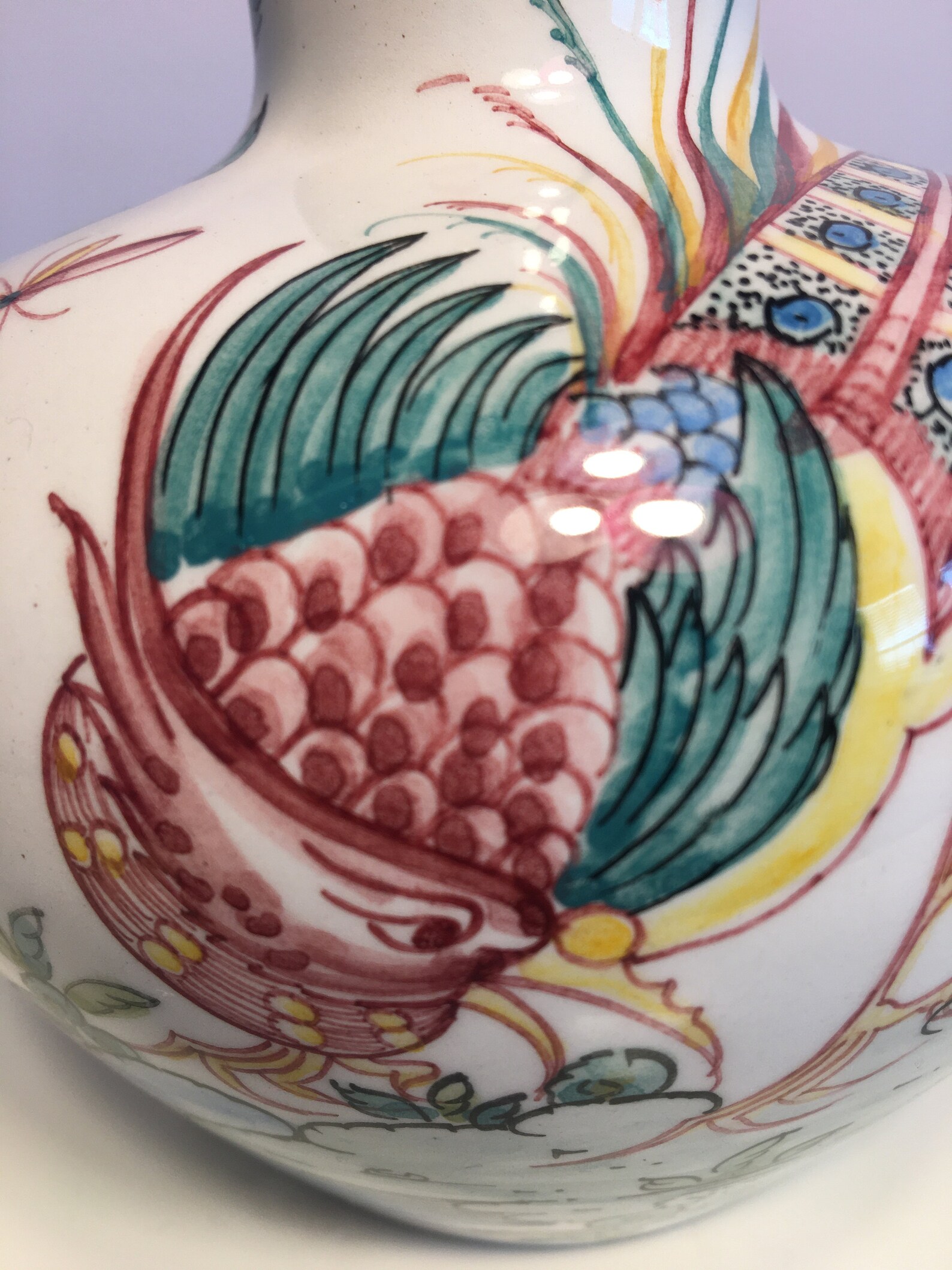 Vintage Anfora Agueda Handpainted Portugal Pottery Peacock Vase, Max ...