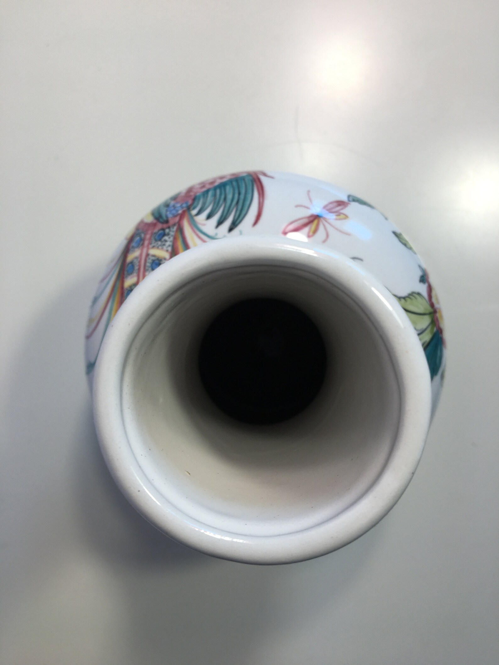 Vintage Anfora Agueda Handpainted Portugal Pottery Peacock Vase, Max ...